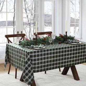 Elrene Home Fashions Sherwood Tree Dobby Tischdecke f&uuml;r Weihnachten/Feiertage, Baumwolle, rechteckig, 152,4 x 304,8 cm, Gr&uuml;n