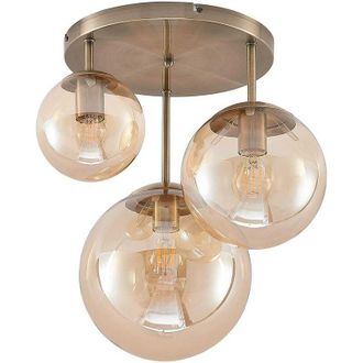 Lindby Plafonnier &agrave; intensit&eacute; variable Teeja en verre pour salon & salle &agrave; manger