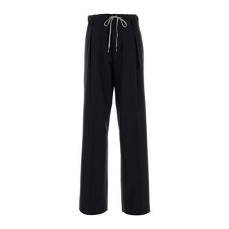 Maison Margiela Femme, Pantalons, Noir, Taille: 38 FR Pantalon &agrave; Rayures et Plis avec Cordon de Serrage