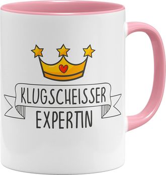 OM3 witzige Klugscheisser Expertin Tasse für alle Besserwisser Statement | Keramik Becher | 11oz 325ml | Beidseitig Bedruckt | Rosa