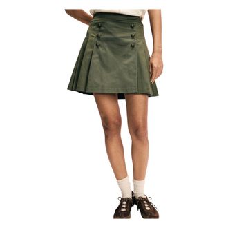 Please Femme, Jupes, Vert, Taille: 42 FR Jupe Courte &Eacute;vas&eacute;e avec Plis Lat&eacute;raux