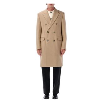 Ami Zweireihiger Mantel aus Wollgabardine - - Coats - Herren - Beige - M