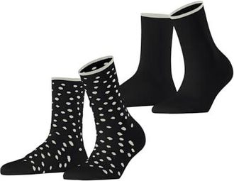 Esprit Sketched Dot Multipack W So coton fantaisie 2 paires, Chaussettes Femme, Noir Black 3000, 35-38