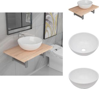 vidaXL Meuble de salle de bain en deux pièces Céramique Chêne - Évier De Salle De Bain - Éviers De Salle De Bain - Étagère Murale De Salle De Bain