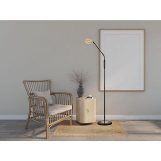 Fischer & Honsel Led Stehleuchte Leseleuchte dent Schwarz / Gold mit Dimmer, Höhe 150cm