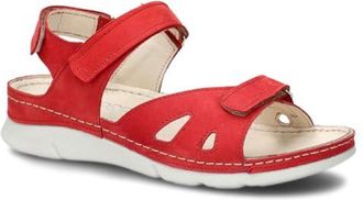 Nagaba Sandales Féminin - Sandales en cuir confortables pour lété Brides velcro réglables - Sandale plate - Cuir véritable - Empiècements en cuir - Grand con