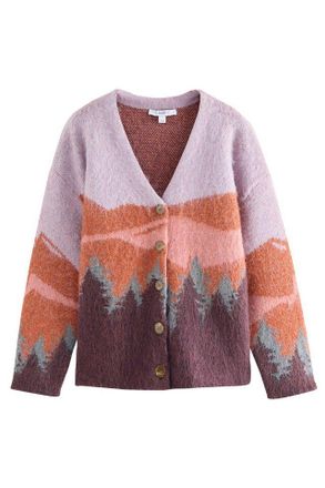 Next Strickjacke Angeraute Strickjacke mit V-Ausschnitt (1-tlg)