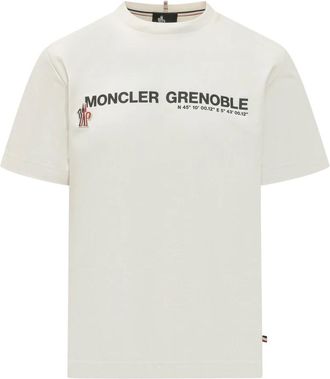 Moncler Homme, Tops, Blanc, Taille: L Logo Cotton Blend T-Shirt