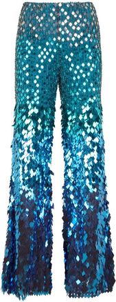 Alberta Ferretti Femme, Pantalons, Bleu, Taille: 40 FR Pantalon &agrave; Paillettes Lumineuses Trompe d&Eacute;l&eacute;phant