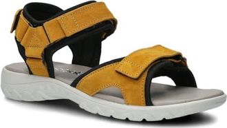 Nagaba Sandales Féminin - Sandales en cuir confortables pour lété Brides velcro réglables - Empiècements en cuir - Léger - Sandale plate - Cuir véritable - G