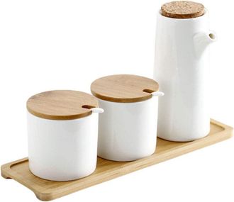 Lurrose Ölspender Set Keramik Mit 2 Gewürzgläsern Und Tablett Japanischer Stil Öl- Und Essigspender Für Küche Und Kochen 6.7X6.5X3 Zoll