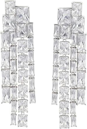 Self Portrait Femme, Accessoires, Gris, Taille: ONE Size Square Crystal Dangle