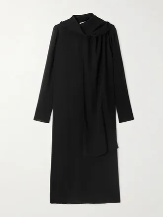 Alaia Robe Midi En Résille À Liens Et À Découpe - Noir