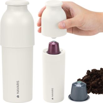 Navaris Recyclingmaschine für Kaffeekapseln - Kapsel Recycler - Recycling Behälter kompatibel mit u.a. Nespresso Kapseln - manueller Kapsel und Kaffeesatz Tre