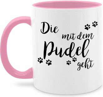 Shirtracer Tasse Tassen 325ml - Deko Hobby Geschenk - Die mit dem Pudel geht - 325 ml - Rosa - pudelmotiv