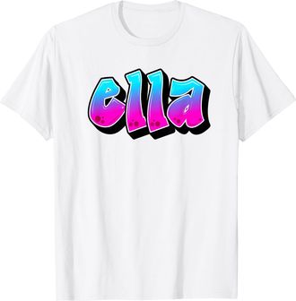 BDAZ Ella Graffiti Personalisierter Name Blau Rosa Frauen M&auml;dchen T-Shirt