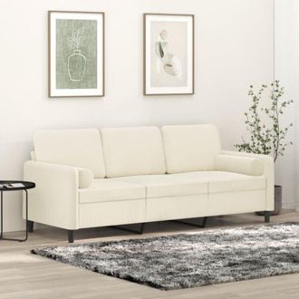 vidaXL Vidaxl - Canapé 3 places avec oreillers décoratifs crème 180 cm velours