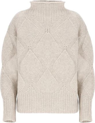 KANGRA diamond-pattern roll-neck sweater - Nude