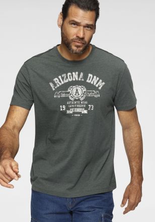 Arizona T-Shirt ARIZONA, Herren, Gr. 4XL (68/70), gr&uuml;n (dunkelgr&uuml;n, meliert), Single Jersey, Obermaterial: 60% Baumwolle, 40% Polyester, bedruckt, normal, Run