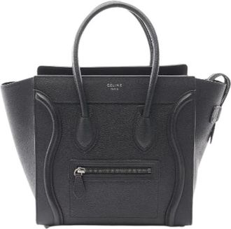 Celine Sac cabas en cuir Pre-owned Luggage Micro Shopper - Femme - Pre-owned - Noir - Taille: ONE Size