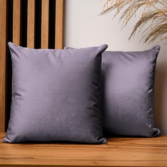 MG Design 2er Set Kissenbez&uuml;ge 40 x 40 cm in Violett - mit Rei&szlig;verschluss, samtig-weich, fein & dicht, pflegeleicht