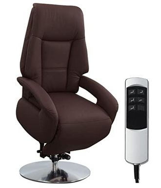 Cavadore Fauteuil en Cuir véritable Edinburgh avec releveur réglable électriquement et 2 Moteurs électriques Marron 74 x 114 x 77 cm