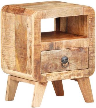 vidaXL Vidaxl - Table de chevet en bois de manguier brut 30x30x41 cm - Style industriel - Tiroir pour rangement - Unique avec grains denses