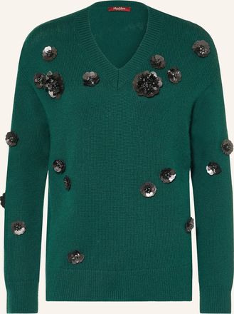 Max Mara Max Mara Studio Pullover Nigella Mit Pailletten Und Schmucksteinen gruen