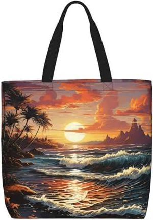 Generic Paysage Oc&eacute;anique Tropical Sac Fourre-Tout L&eacute;ger Tote Bag Grand Sac Courses Pour Travail Shopping Universit&eacute;
