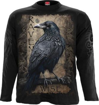 Spiral Raven Wise Homme T-Shirt Manches Longues Noir XXL 100% Coton Regular/Coupe Standard