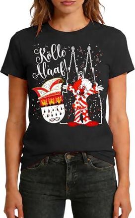 Generico T-shirt &agrave; manches courtes pour femme de Cologne de la cath&eacute;drale de Cologne Rouge et blanc avec col rond | Enterrement de vie de gar&ccedil;on, Noir, XXL
