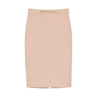 Elisabetta Franchi Femme, Jupes, Beige, Taille: 44 FR Jupe crayon midi taille haute
