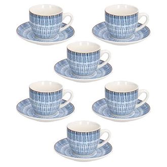 Tognana Set mit 6 Teetassen mit Untertasse 200 cc Virtuo Blau, New Bone China, Blau