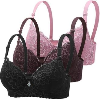 Generic Soutien-gorge classique en dentelle pour femme avec armatures, 3 pi&egrave;ces, ensemble de soutien-gorge avec bustier r&eacute;glable, ensemble de soutien-gorge co