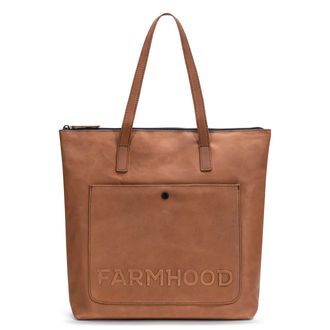 Farmhood Nashville Leder Shopper Tasche Damen | gro&szlig;e Schultertasche mit Rei&szlig;verschluss & zwei Steckf&auml;cher | 35 cm