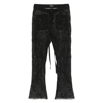 Ann Demeulemeester Schwarze Hose mit Kordelzug und Knopfleiste - - Trousers - Damen - Schwarzk - XS