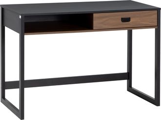 HOMCOM Schreibtisch Computertisch mit Schublade, B&uuml;rotisch mit Regal, Arbeitstisch im Industrie-Design, f&uuml;rs B&uuml;ro, Wohnzimmer, 110 x 50 x 76 cm, Walnuss