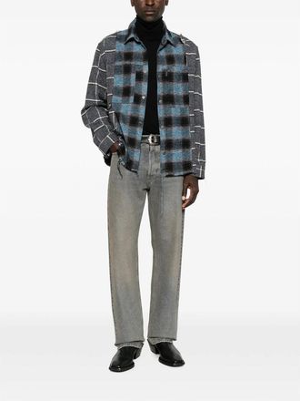 Haikure Patchwork Plaid Cotton Shirt - Blue