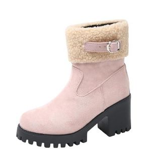 Generic Bottes dhiver pour femme doubl&eacute;es de fausse fourrure &agrave; talon &eacute;pais d&eacute;contract&eacute; &eacute;l&eacute;gant fermeture &eacute;clair dans le dos confortables et chaudes bottes de 