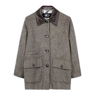 Luisa Cerano Kurzer Karomantel - - Jackets - Damen - Grau - M