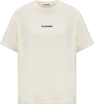 Jil Sander Femme, Tops, Beige, Taille: 42 FR T-shirt avec logo imprim&eacute;
