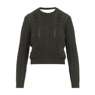 Jil Sander Thyme Zopfstrick-Pullover in Cropped-L&auml;nge - - Knitwear - Damen - Gr&uuml;n - M
