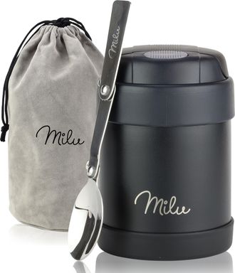 Milu Thermobeh&auml;lter f&uuml;r Essen Kinder 300ml, Edelstahl Warmhaltebeh&auml;lter mit L&ouml;ffel, Thermobecher 100% Auslaufsicher, Thermo Lunchbox, Thermobox Suppen, Bab