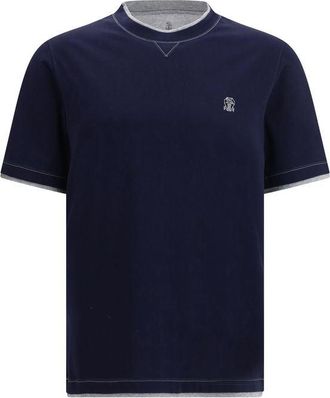 Brunello Cucinelli Brunello Cucinelli Blaues Baumwoll-T-Shirt