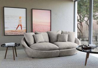 Studio Copenhagen home24 Big-Sofa CARTAYA Grau Webstoff Gilah 237cm Skandi