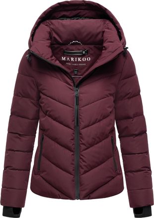 Marikoo Damen Winterjacke warme Steppjacke mit abnehmbarer Kapuze Samuiaa XVI Wine Gr. XXL