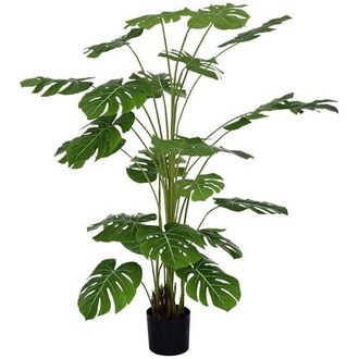 HOMCOM Arbre Artificiel Plante Artificielle Monstera deliciosa avec Pot Inclus Hauteur 180 cm intérieure Vert