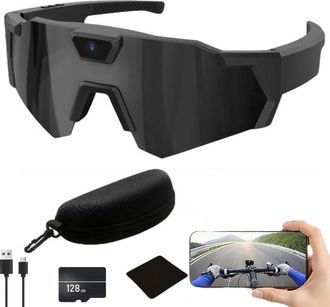 Generic Hd-baseballbrille, Intelligente Videoaufzeichnungsbrille mit Kamera, 128 Gb Speicher, f&uuml;r Sport blackA