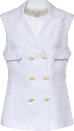 Genny Femme, Vestes, Blanc, Taille: 42 FR Gilet &agrave; poches crois&eacute;