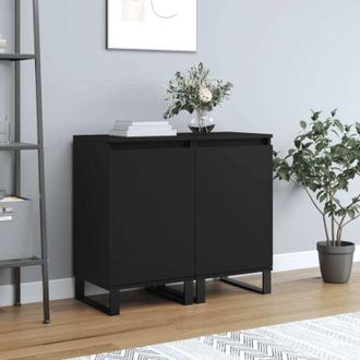 vidaXL Sideboards 2 Stk. Schwarz 40x35x70 cm Holzwerkstoff - Vidaxl